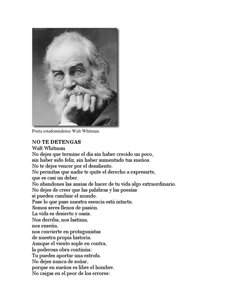 No Te Detengas - Walt Whitman | PDF | Poesía | Clásicos