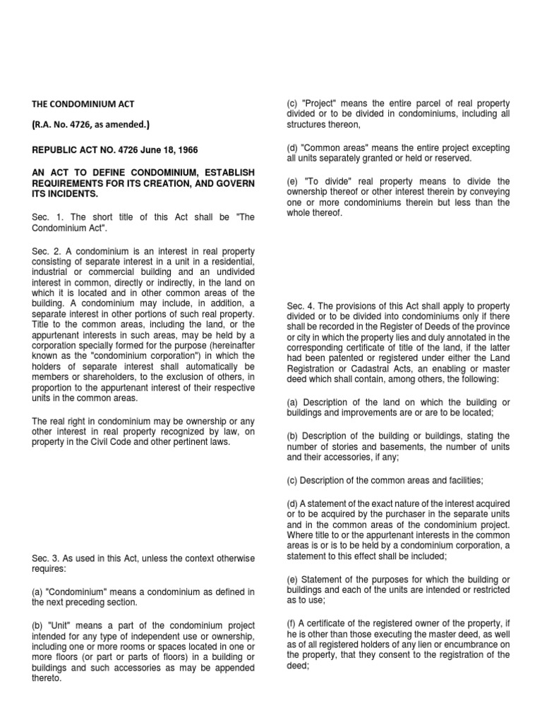 Ra 4276 | PDF | Condominium | Corporations