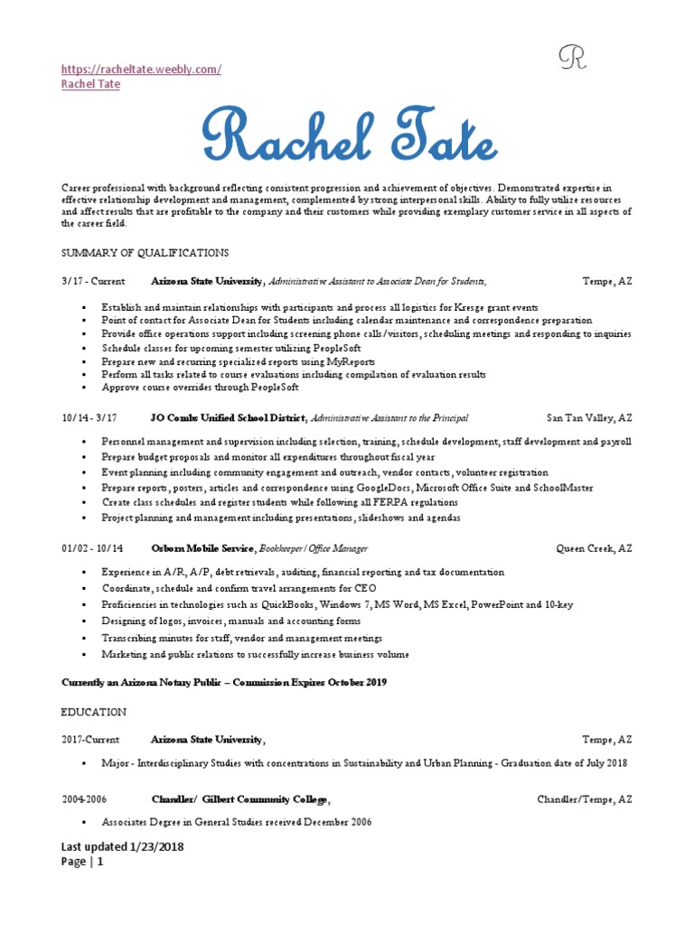 Resume For Website | PDF | Arizona State University | Business