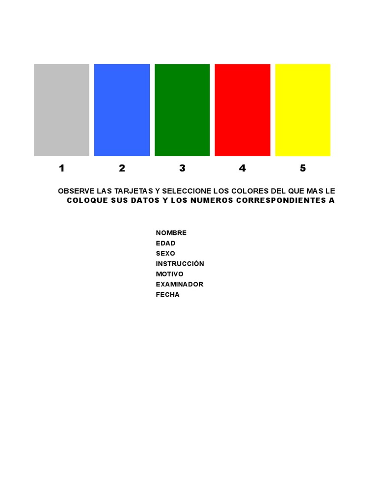 Test de Colores de Lüscher, Test de Personalidad Proyectivo | Verde ...