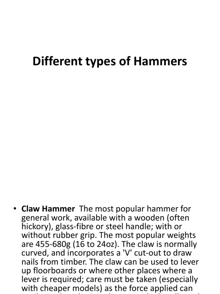(Different Types of Hammers) - Machine Shop Theory | PDF | Hammer ...