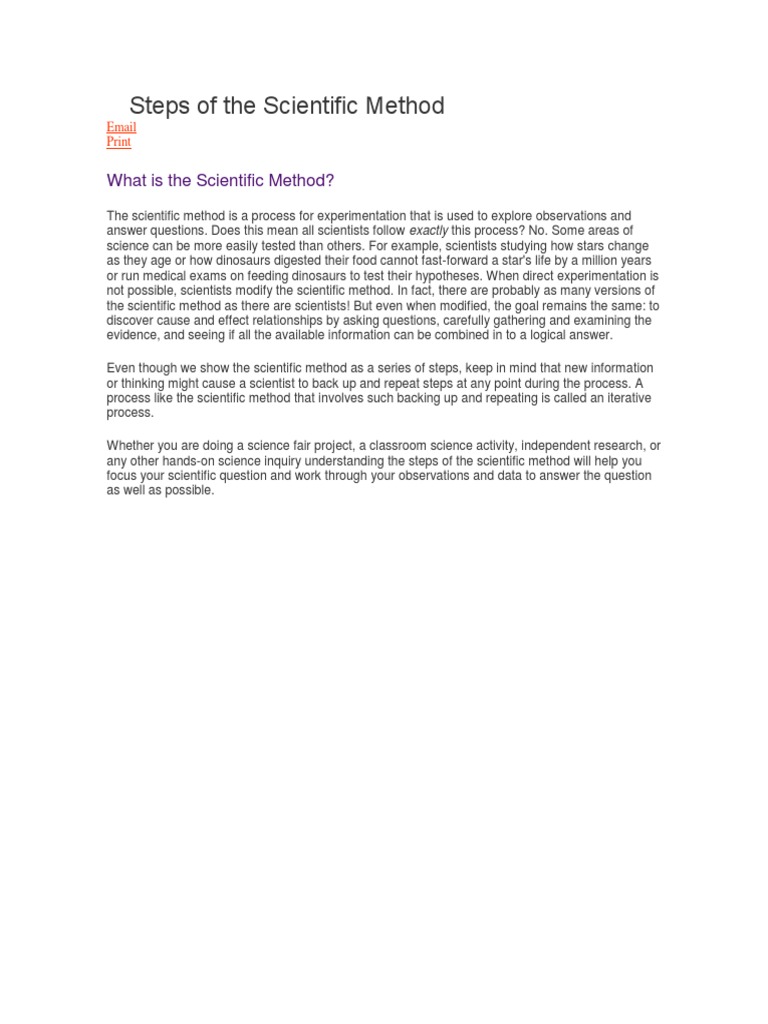 Steps of The Scientific Method | PDF | Scientific Method | Scientific ...
