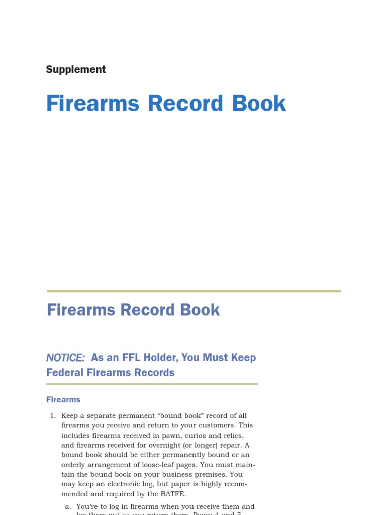 Firearms Record Book.pdf | Firearm Laws | License