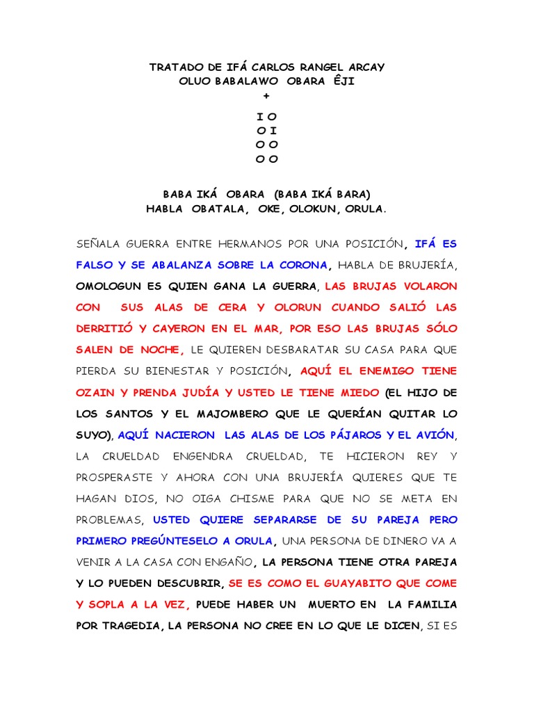Tratado de Ifá Ika Obara | PDF | Religión y creencia