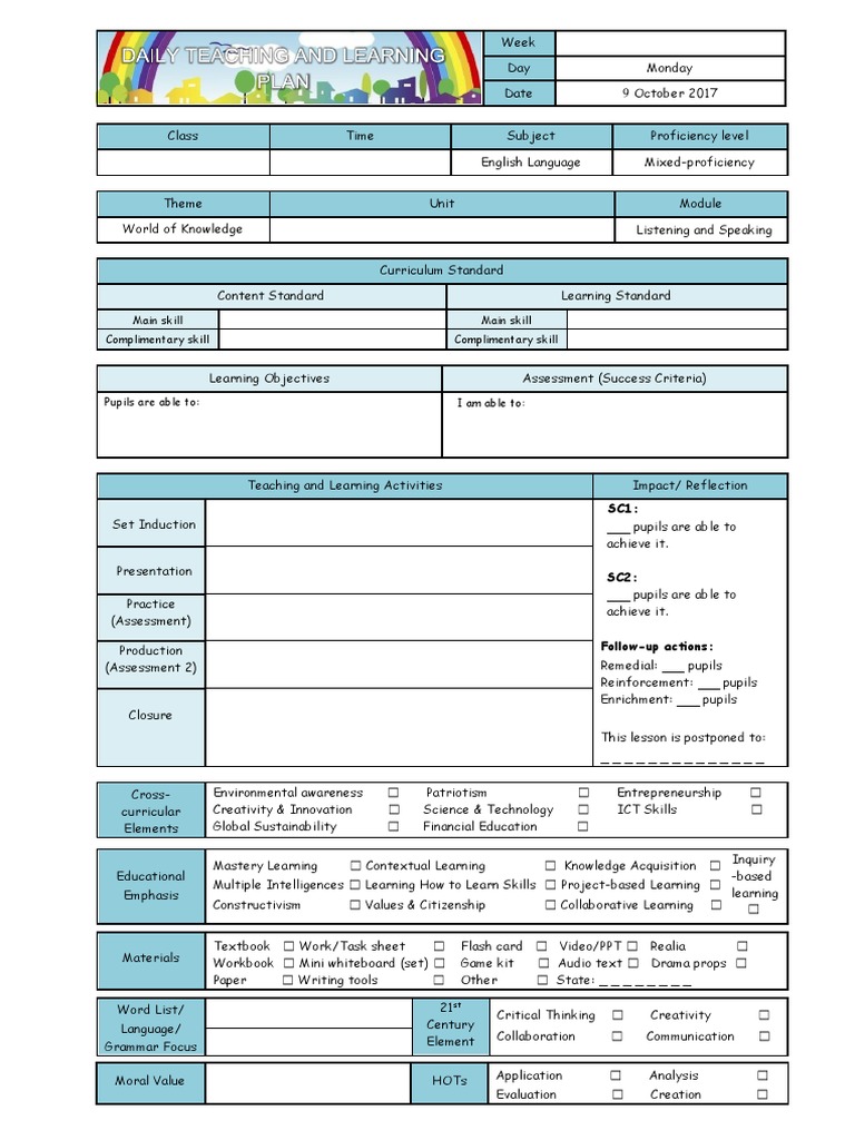 CEFR RPH Template | Curriculum | Educational Technology | Free 30-day ...