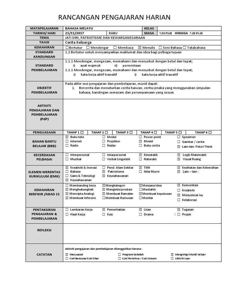RPH BM Tahun 2 Latest | PDF