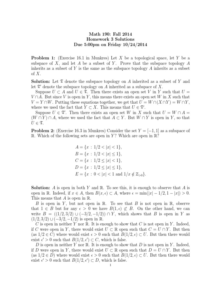 190 F 14 HW3 Soln | PDF | Continuous Function | Interval (Mathematics)
