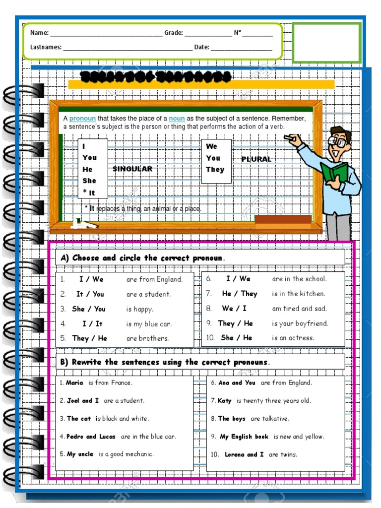 Pronoun Selection Worksheet for Grade 6 | PDF | Language Arts & Discipline