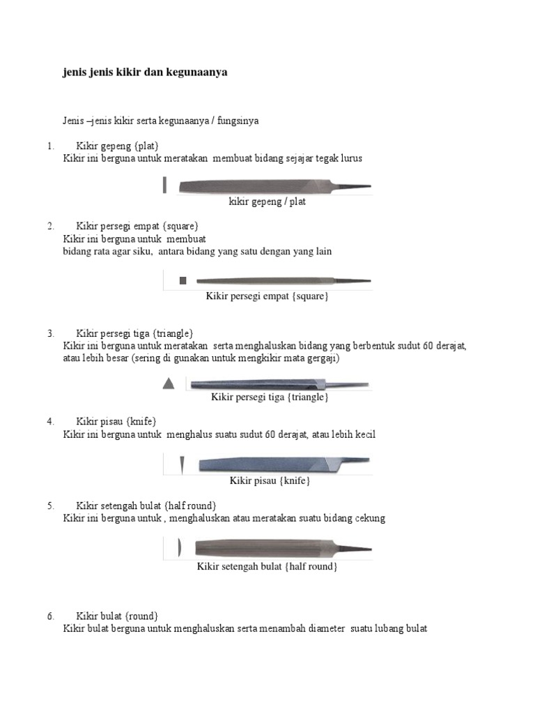 Jenis Jenis Kikir Dan Kegunaanya | PDF