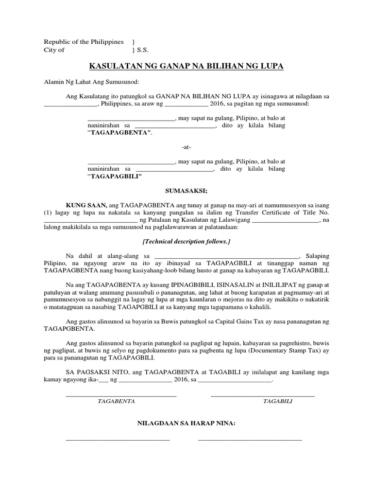 Filipino Deed of Absolute Sale | PDF