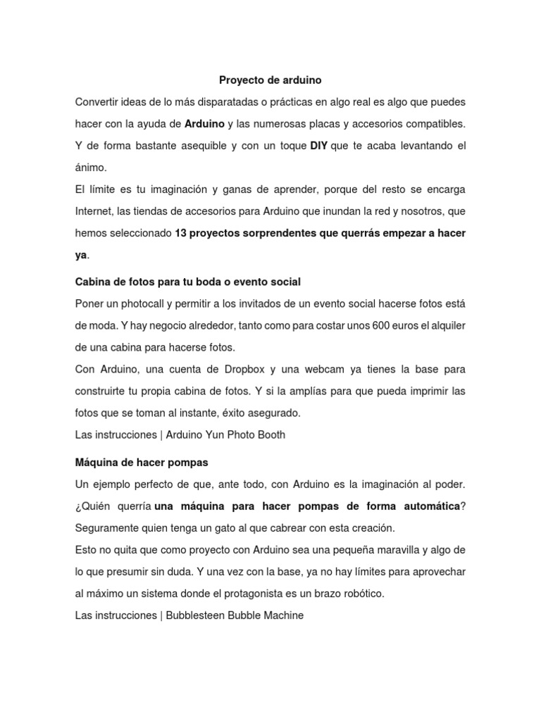 Proyecto Arduino | PDF | Arduino | Diodo emisor de luz