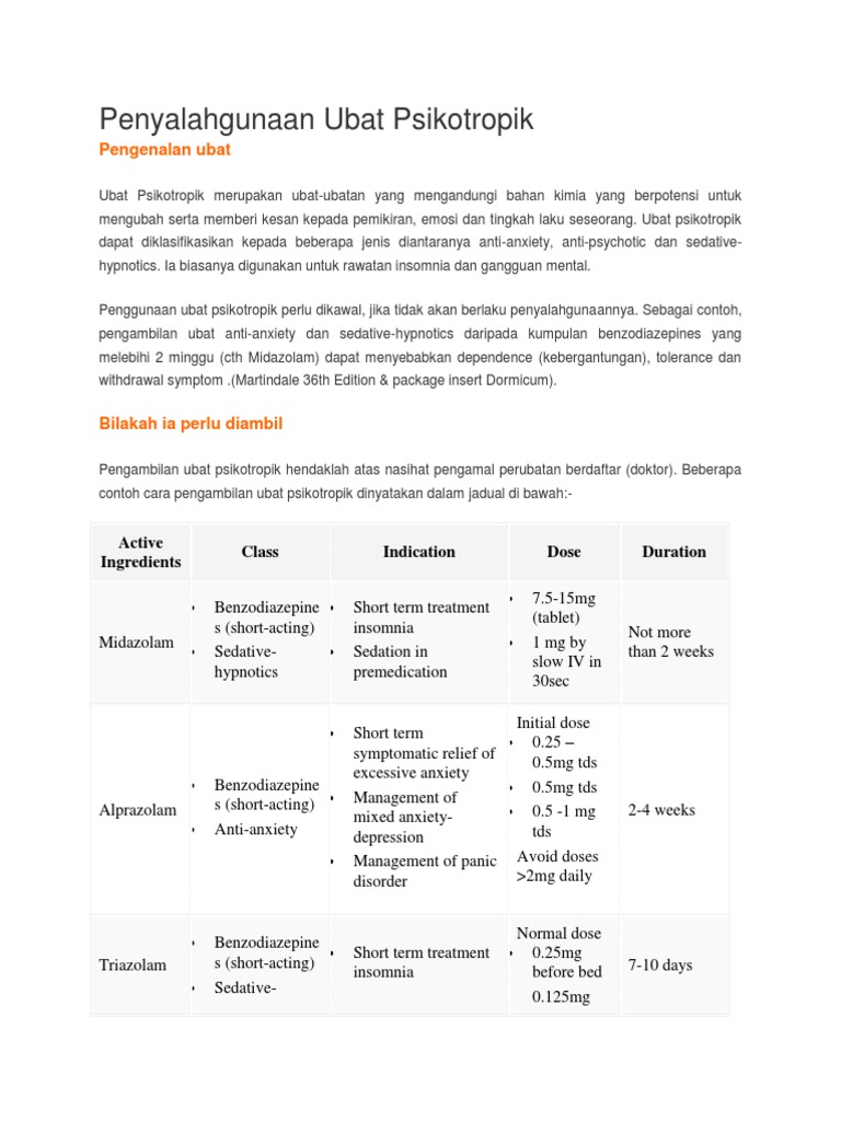 Penyalahgunaan Ubat Psikotropik | PDF