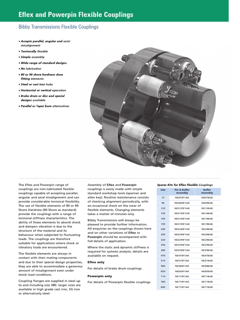 Barmex Ameridrives Eflex and Powerpin Couplings | PDF | Mechanical ...