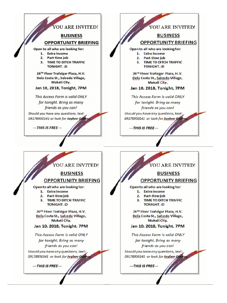 Business Opportunity Briefing: You Are Invited! | PDF