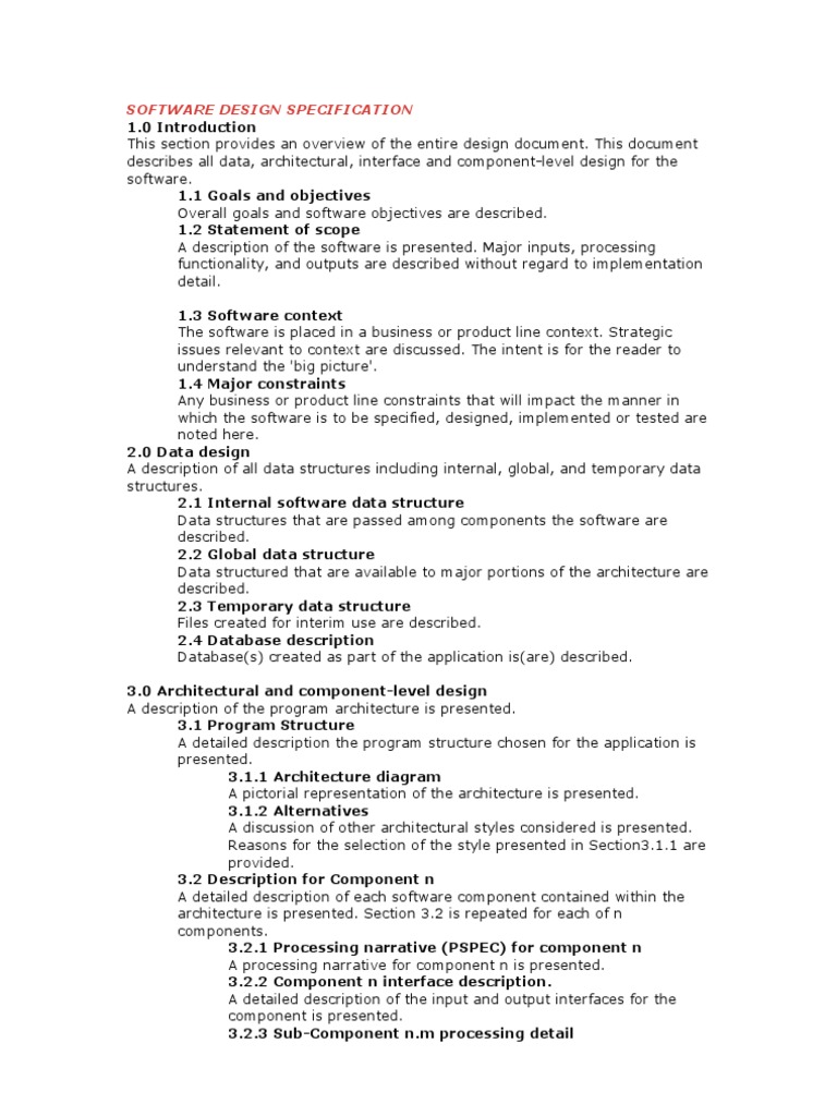 Software Design Specification | PDF | Component Based Software ...