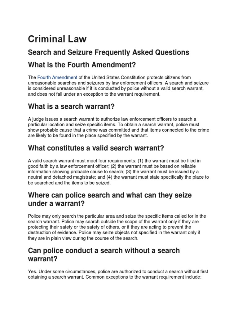 Search Without Warrant | PDF | Search And Seizure | Search Warrant