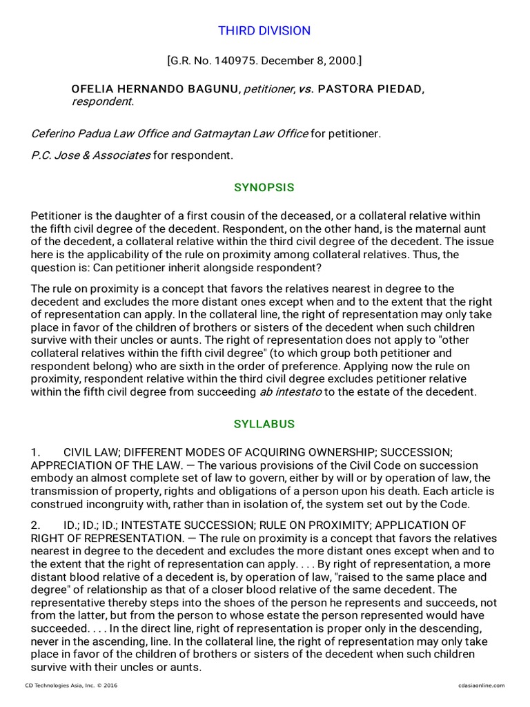 Inheritance Dispute Between Relatives | PDF | Question Of Law | Intestacy