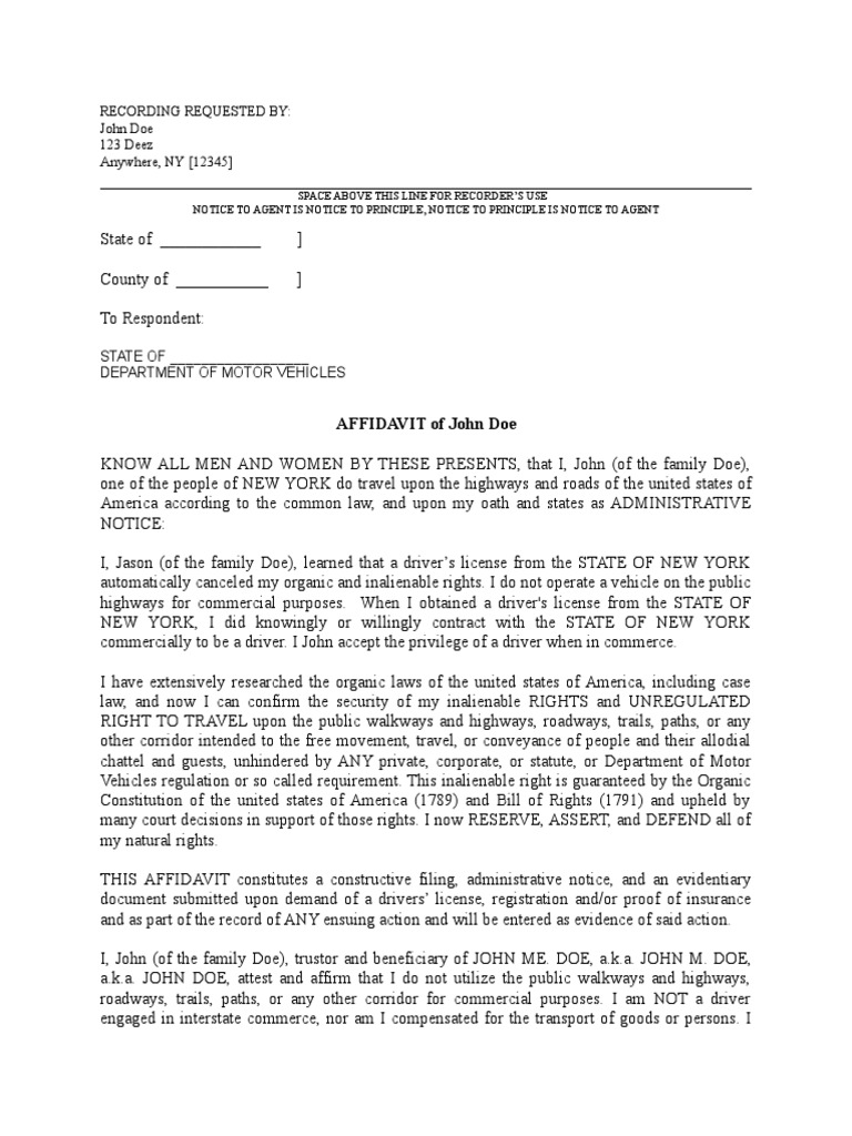Affidavit Drivers License | PDF | United States Constitution | Search ...