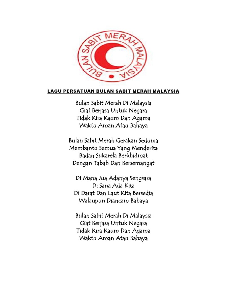 Lagu Persatuan Bulan Sabit Merah Malaysia | PDF