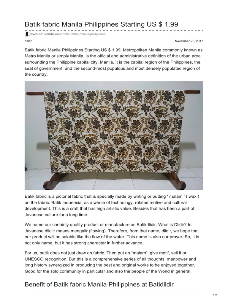 Batik Fabric Manila Philippines Starting US 199 PDF | PDF | Textiles ...