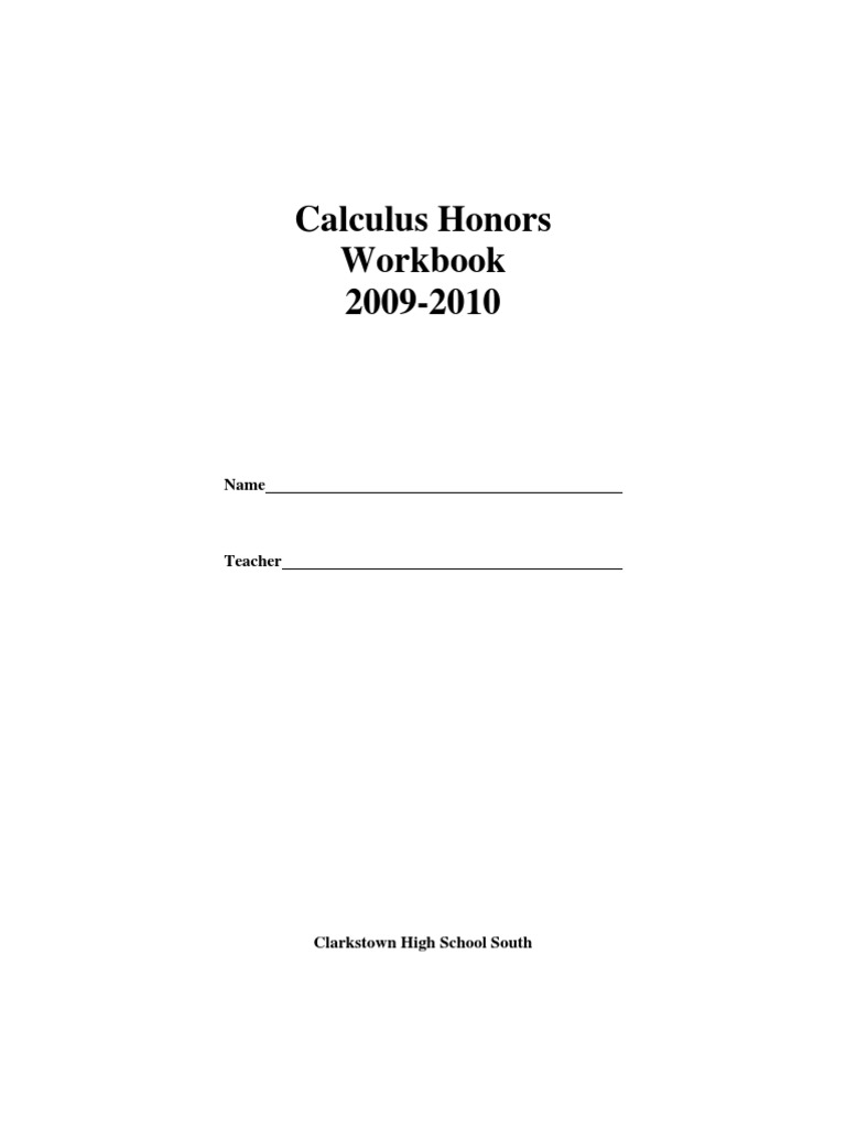Calculus Honors Workbook | PDF | Derivative | Tangent