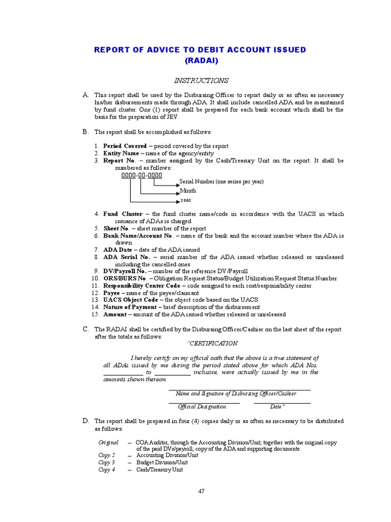 Appendix 13 - Instructions - RADAI | Download Free PDF | Payments ...