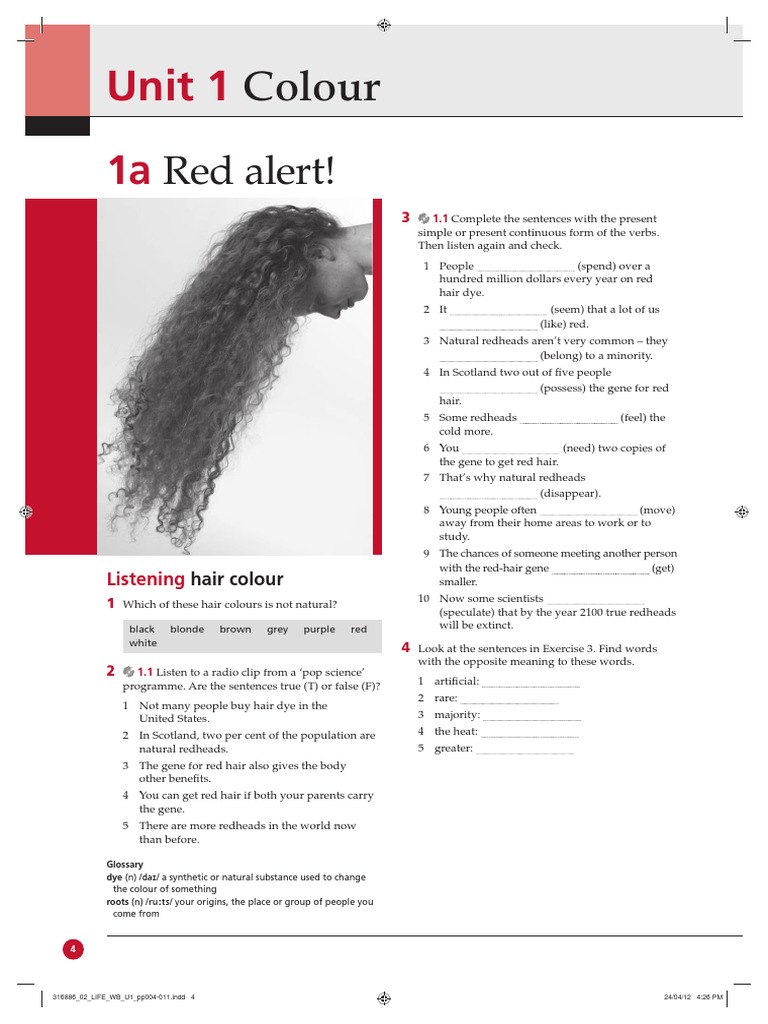 Intermediate-Workbook Unit 1-1 PDF | PDF | Red Hair | Linguistics