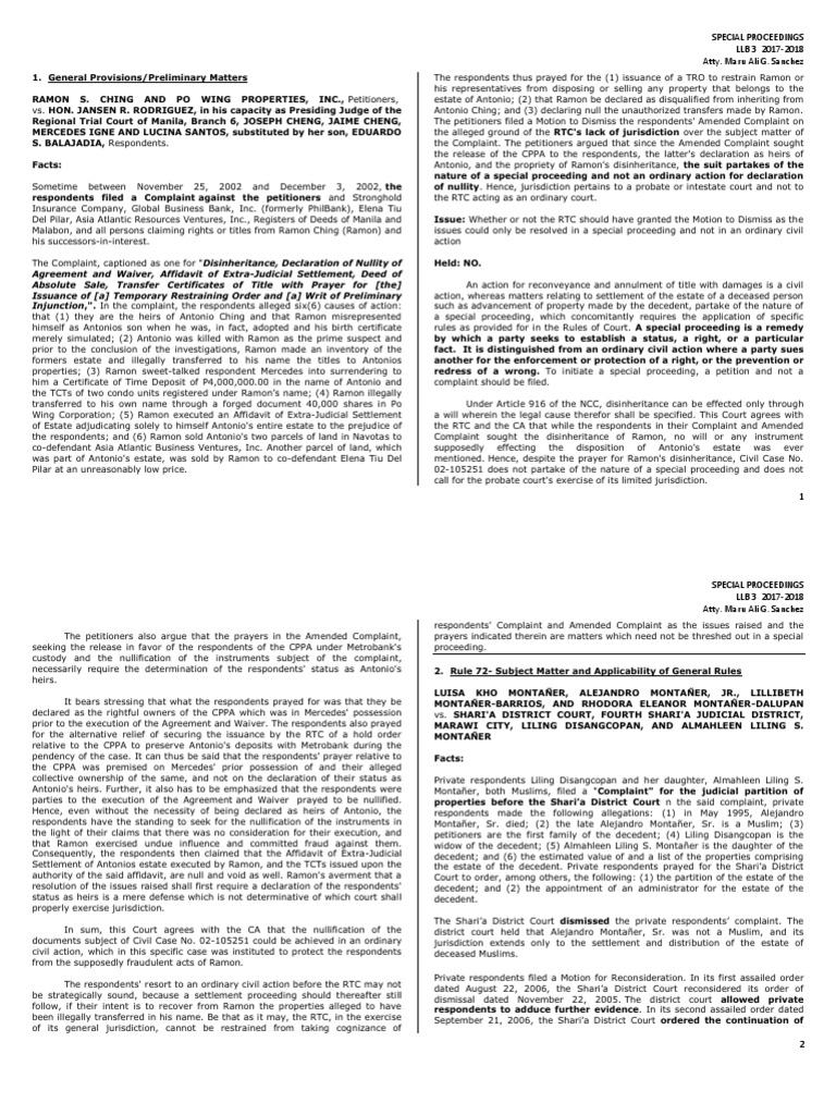 Determining the Proper Court: Special Proceedings vs. Ordinary Civil ...