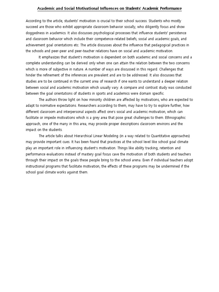 Academic and Social Motivation Impact | PDF | Motivation | Motivational