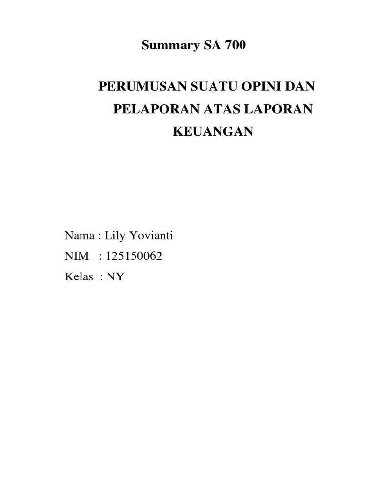 Summary SA 700 | PDF