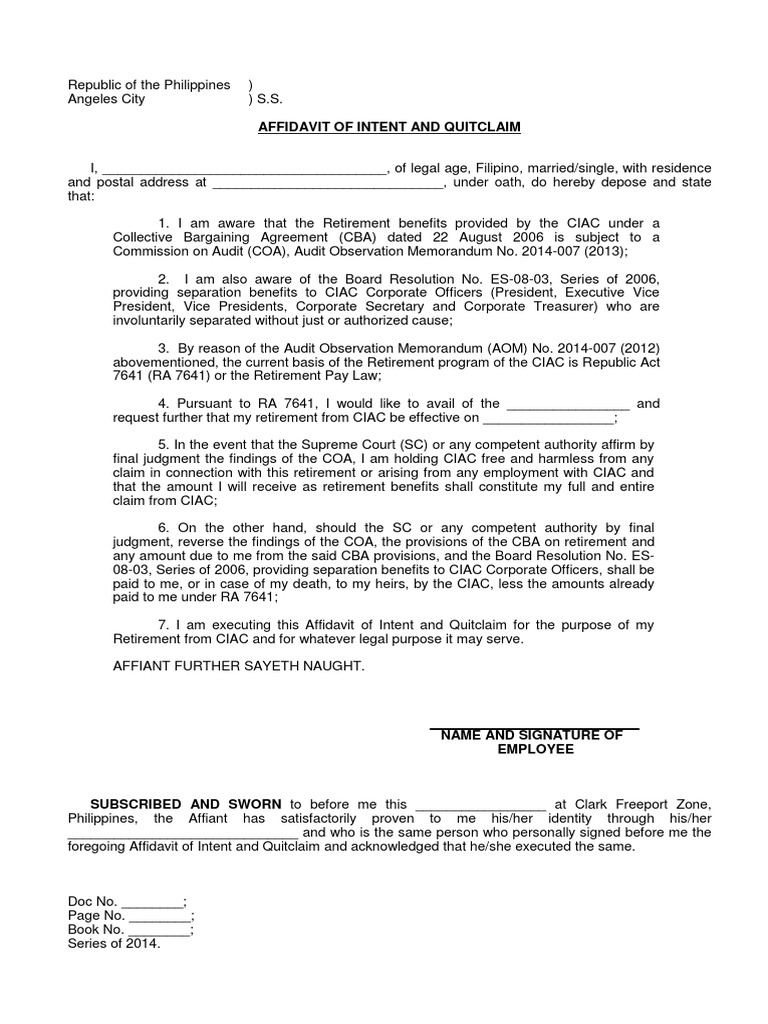 Affidavit of Intent and Quitclaim - Gerry | Affidavit | Common Law