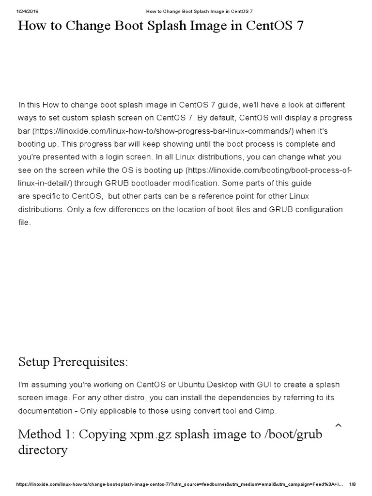 How To Change Boot Splash Image in CentOS 7 | Download Free PDF | Linux ...
