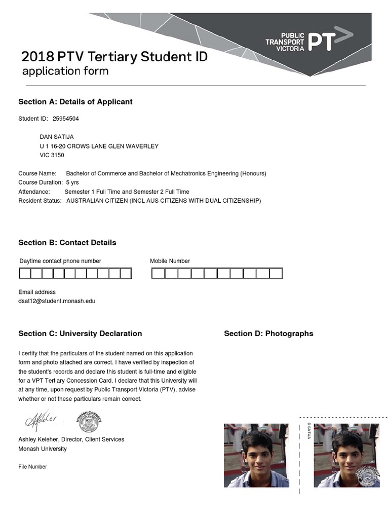 Student Application Verification Form | PDF