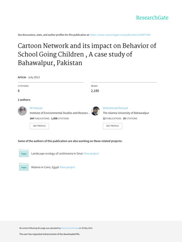 Cartoon Network and Its Impact On Behavior of School Going Children, A ...