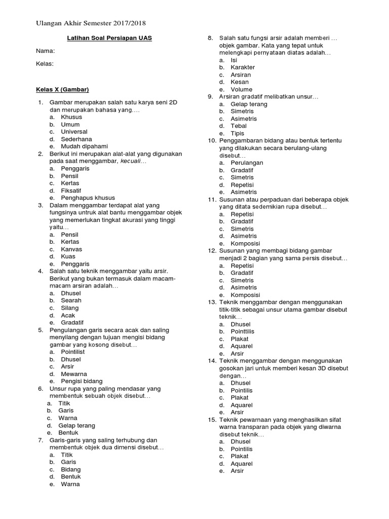 Latihan Soal Persiapan UAS Produktif | PDF