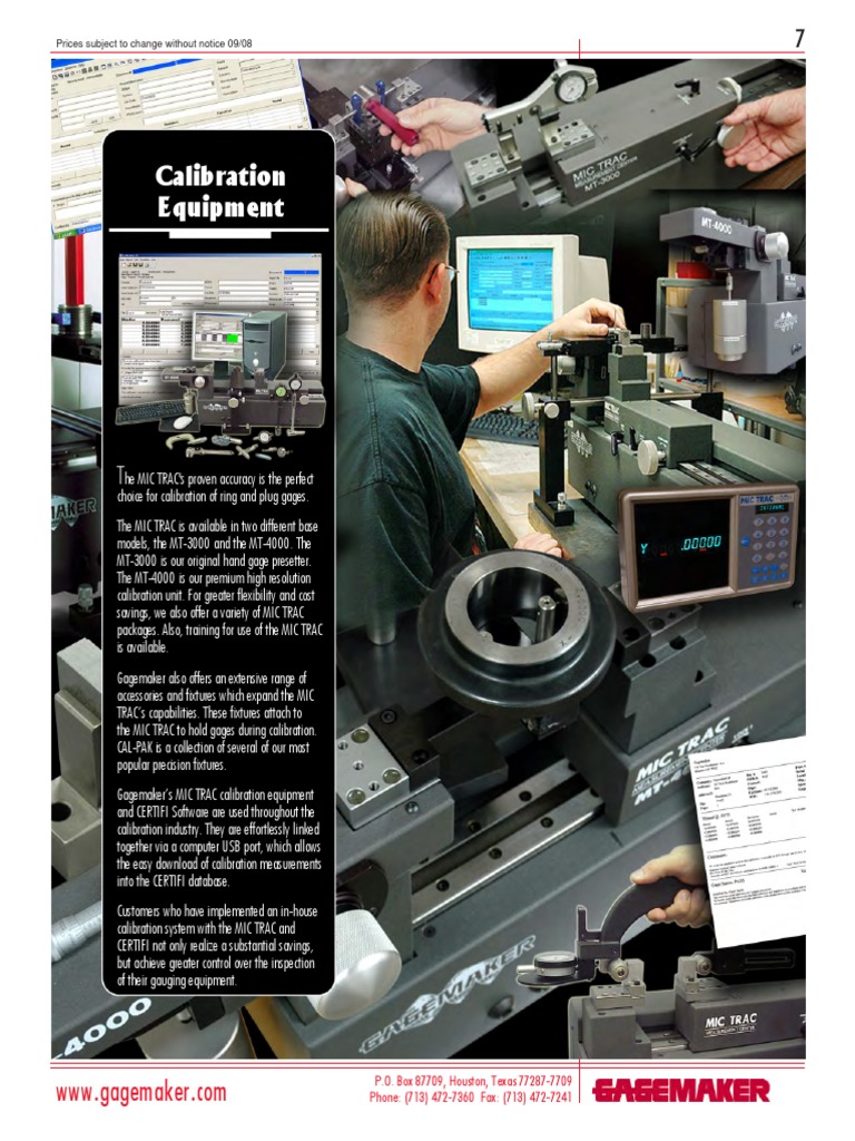 Gagemaker Calibration Equipment | PDF | Calibration | Accuracy And ...