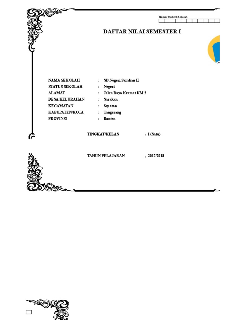 Daftar Nilai Kelas I REVISI 2016 | PDF
