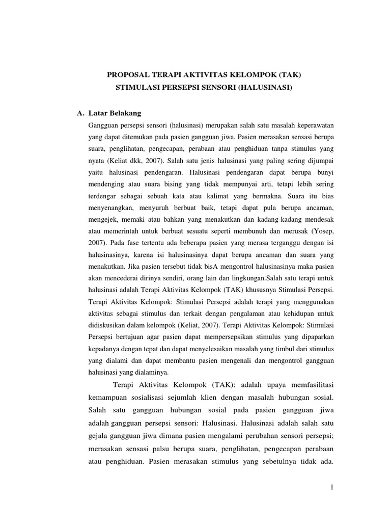Contoh Proposal TAK Halusinasi | PDF | Pengembangan Diri | Sains & Matematika