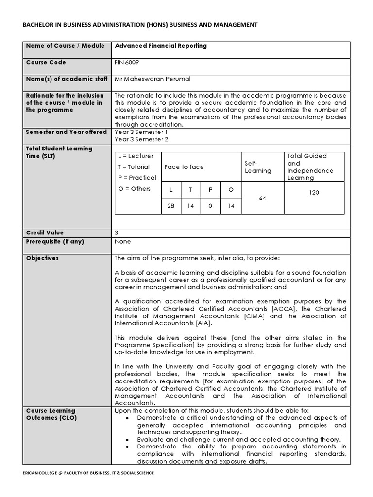 FIN 6009 Advanced Financial Reporting | PDF | International Financial ...