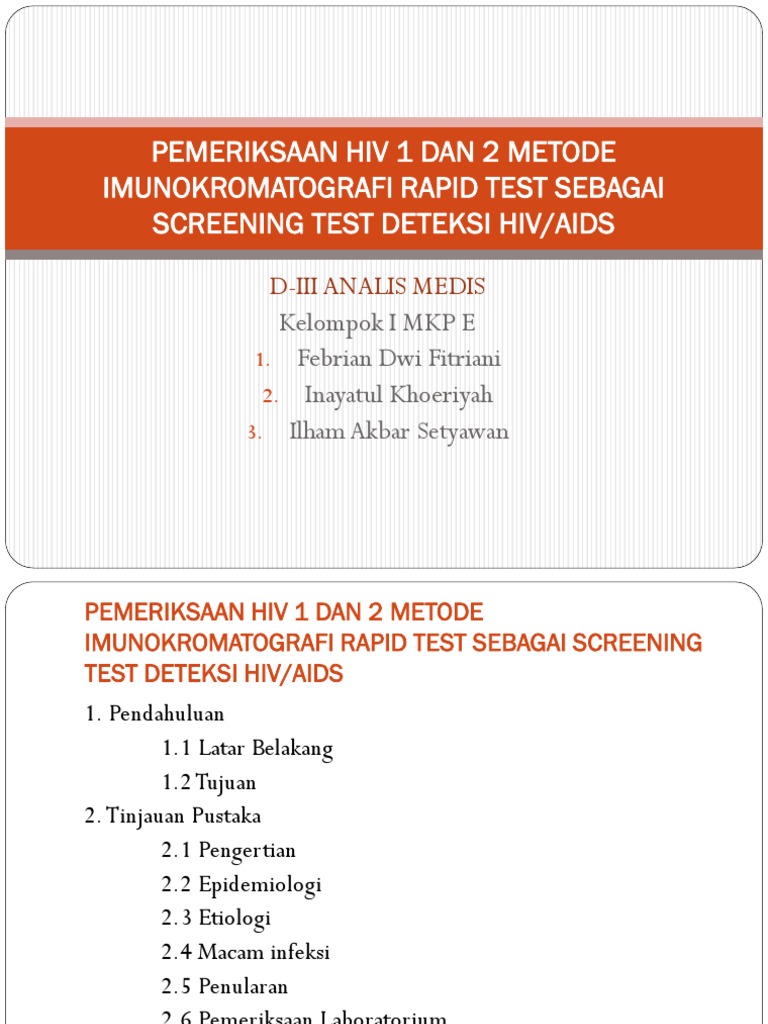 Pemeriksaan Hiv 1 Dan 2 Metode | PDF