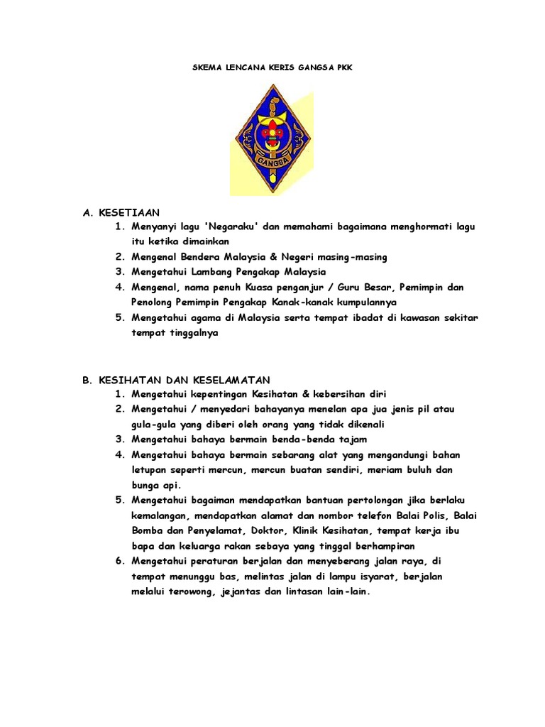 Skema Lencana Keris Gangsa 2016 PDF | PDF