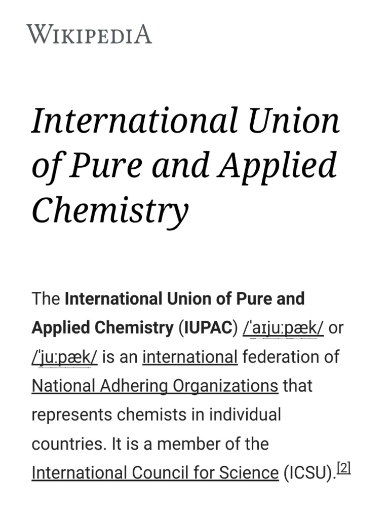 International Union of Pure and Applied Chemistry | International Union ...