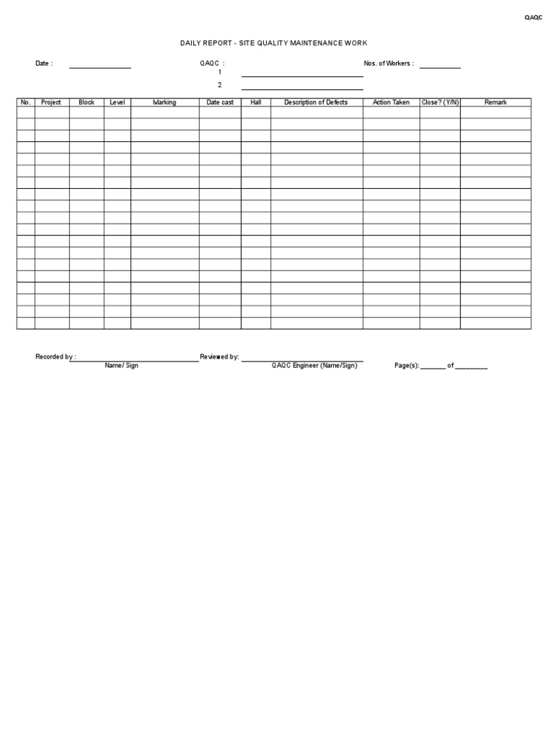 Daily Report - Site Quality Maintenance Work 1 | PDF
