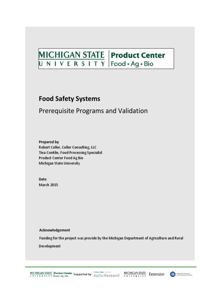 Food Safety Systems - Prerequisite Programs and Validation | Hazard ...
