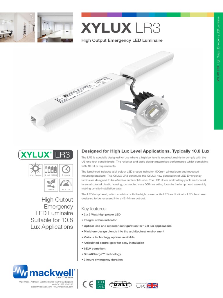 Xylux Lr3: High Output Emergency LED Luminaire Suitable For 10.8 Lux ...