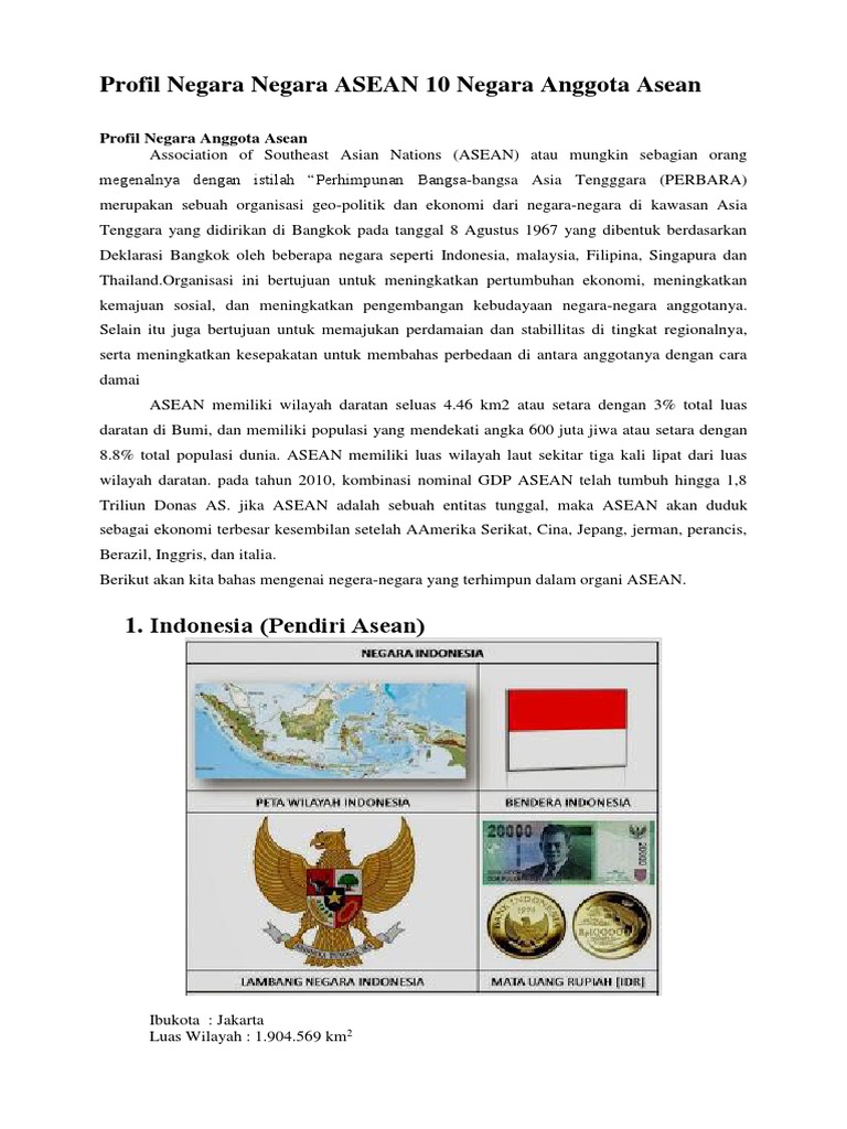Profil Negara Negara ASEAN 10 Negara Anggota Asean | PDF