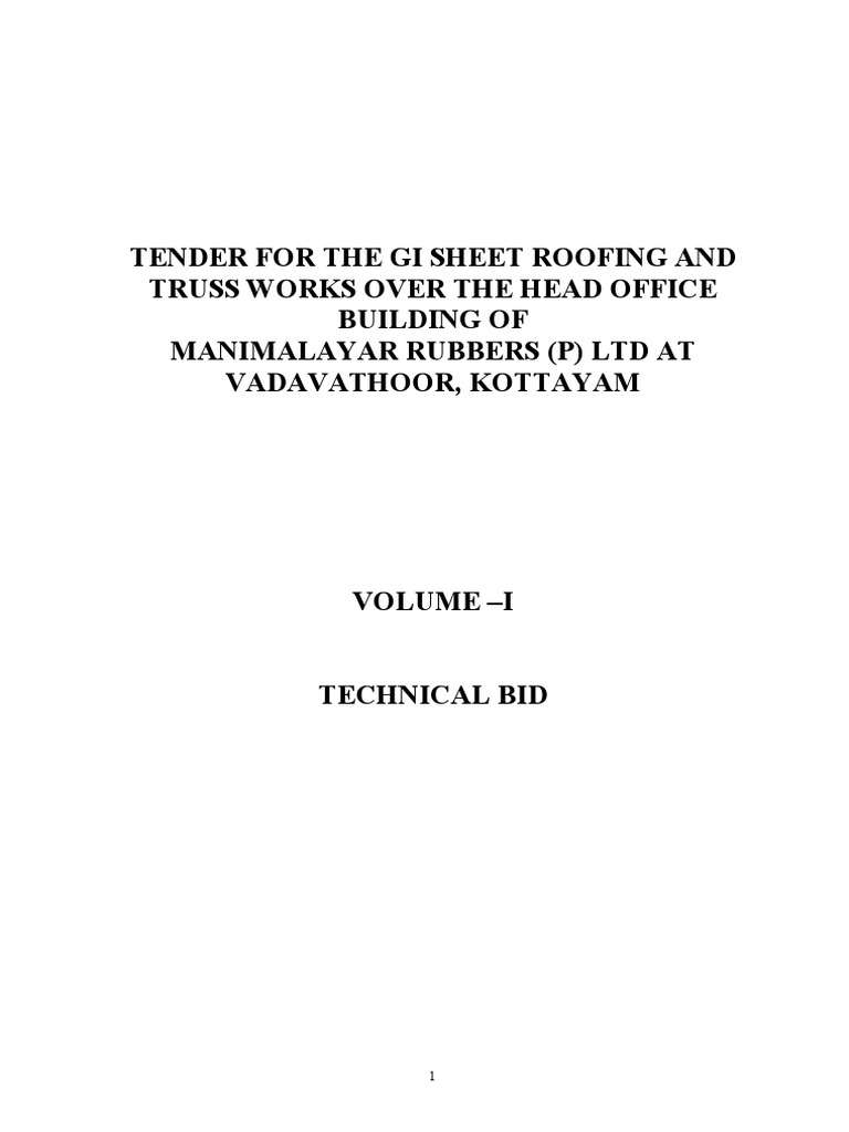 TENDER - Manimalayar-Corrected On 26-7-17 | PDF | Independent ...