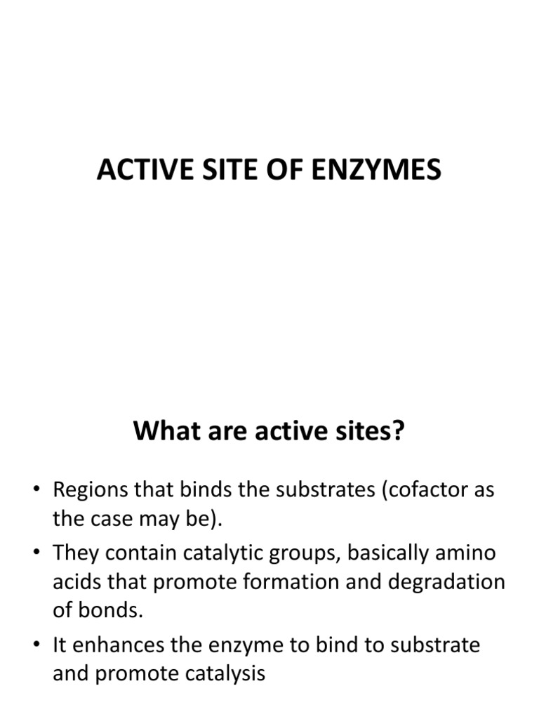 Active Site of Enzymes | PDF | Active Site | Chemical Reactions