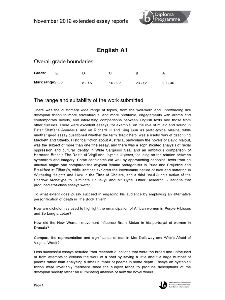 English A1: November 2012 Extended Essay Reports | PDF | Essays ...