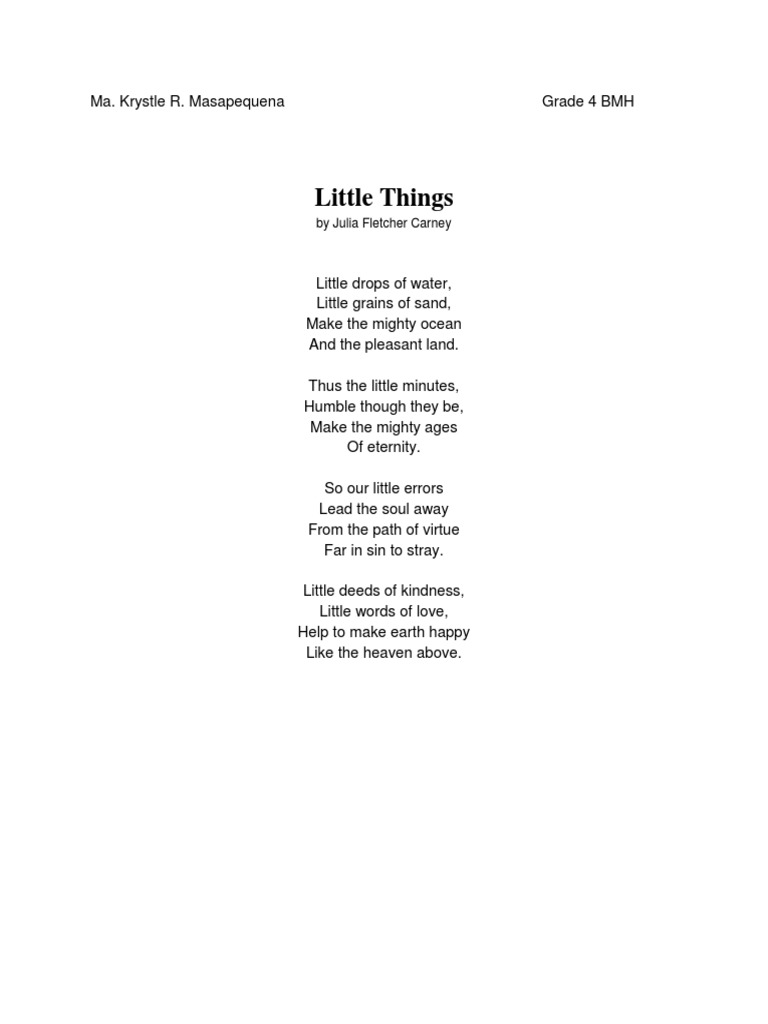 Little Things Poem | PDF